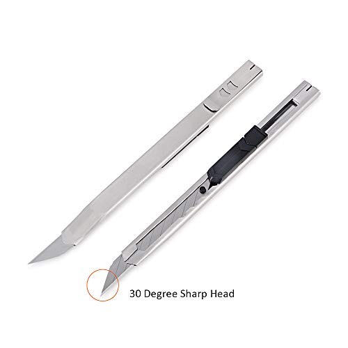 Gomake Wrapping Paper Cutter Utility knife 9mm Stainless Steel Handled Lockable Box Cutter with 30 Degree Snap Off Blades for Vinyl Film Cutting ,Craft Knife,Window Tint Gift Wrap Cutter