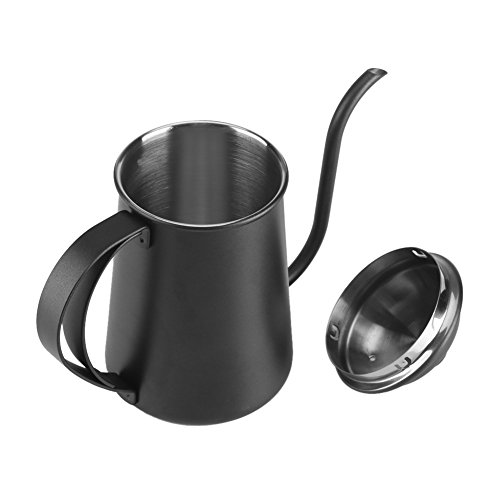 Ikunde 650ML Stainless Steel Gooseneck Spout Kettle Coffee Tea Home Brewing Drip Pot Black