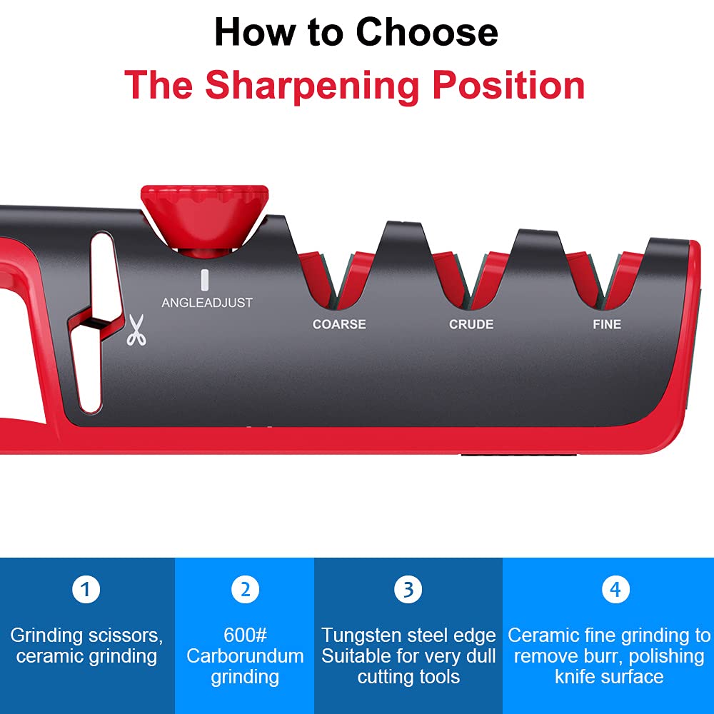 DUEBEL 4-Stage Premium Kitchen Knife Sharpener Adustable Angle Sharp for Ceramic and Steel Knives, Scissors