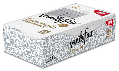 Vanity Fair Entertain Disposable Hand Towel, 45 Paper Hand Towels, Includes Holder (Holder Design May Vary)