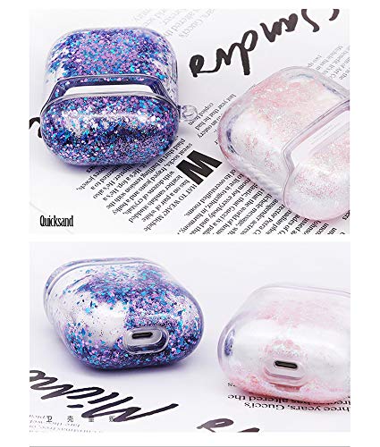 JIATAY Airpods 3 Case Cover, Cute Liquid Quicksand Hard Shell Protective Case with Keychain for Airpods 3rd Generation Case (Airpods 3, Purple)