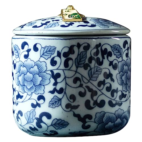 Mikinona Blue and White Porcelain Tea Vintage Tea Set Ceramic Kitchen Canisters Containers for Food Tea Bag Holder Cookie Jars Tea Containers for Loose Tea Ceramics Storage Tank Candy
