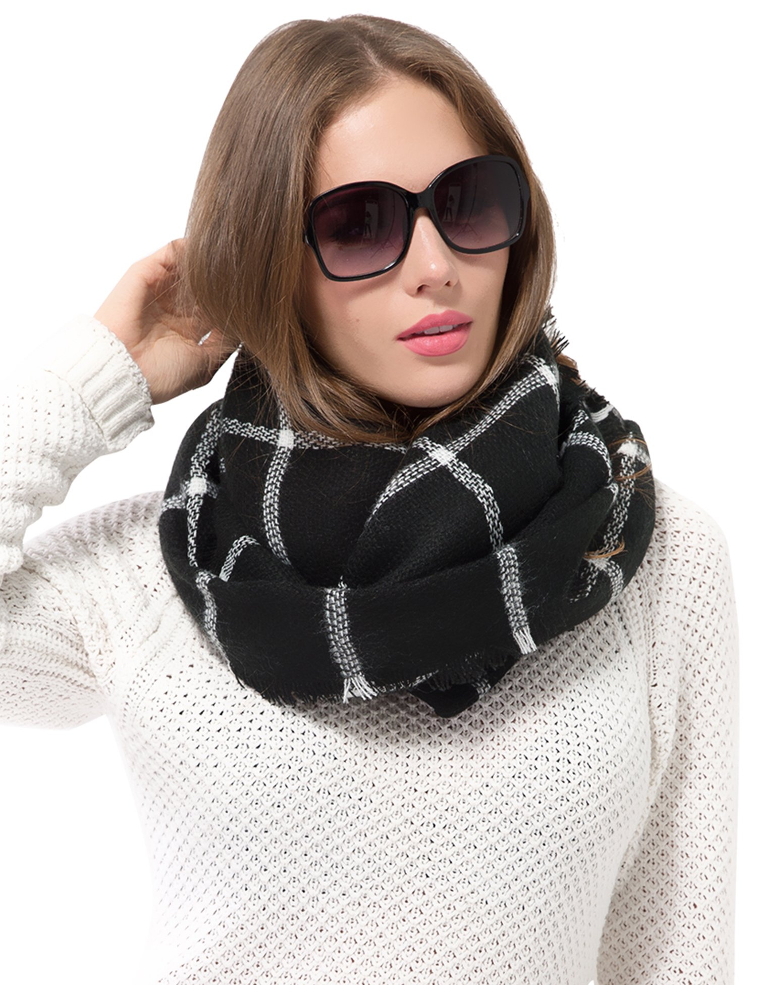 Dimore Trendy Plaid Blanket Scarf Women Big Oversized Long Scarves Warm Winter Tartan Checked Shawl Wrap Scarf Gift…