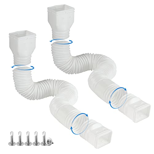 Plusgutter White-2pack Rain Gutter Downspout Extensions Flexible, Drain Downspout Extender,Down Spout Drain Extender, Gutter Connector Rainwater Drainage,Extendable from 21 to 68 Inches.