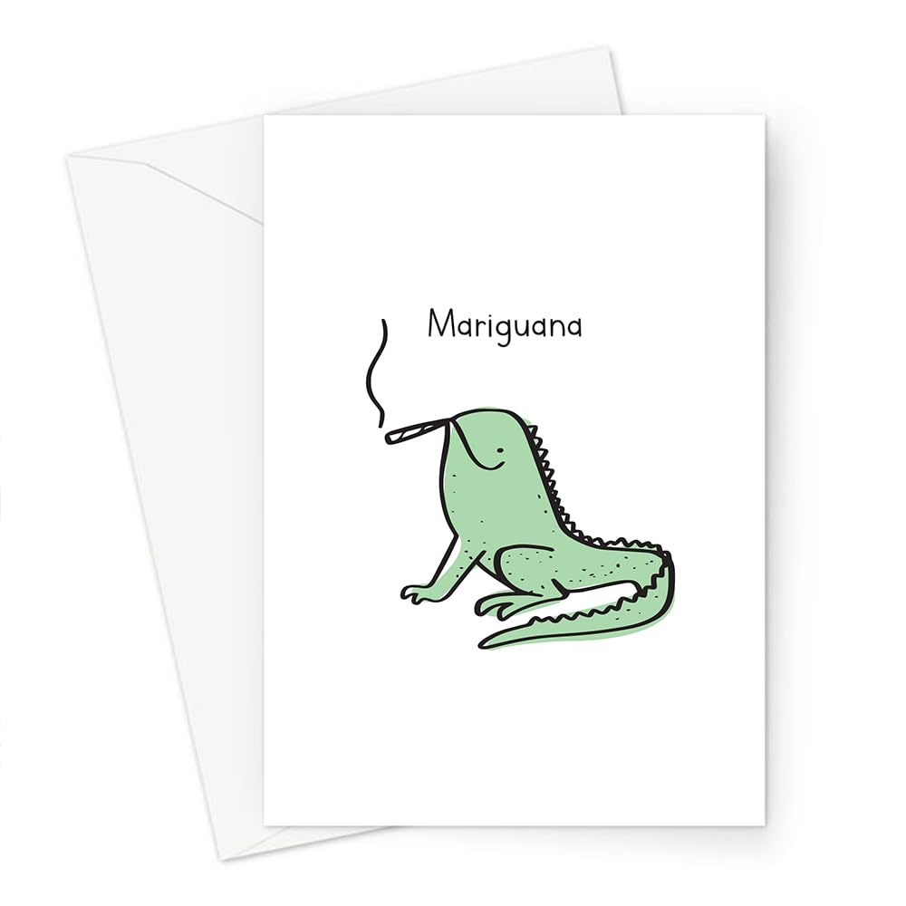 LEMON LOCO Mariguana Greeting Card | Weed Card, Stoner Birthday Card, Funny Stoner Just Because Card, Cannabis Card, Marijuana, Iguana Pun