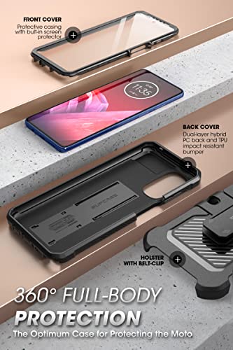 SUPCASE Unicorn Beetle Pro Series Case for Moto G Stylus 5G 2022 [Not Fit 4G Version], with Built-in Screen Protector Full-Body Rugged Belt Clip & Kickstand Case (Black)