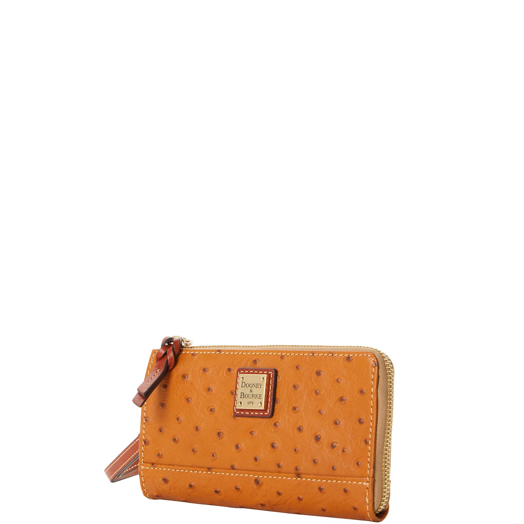 Dooney & Bourke Handbag, Ostrich Folded Zip Wristlet - Tan