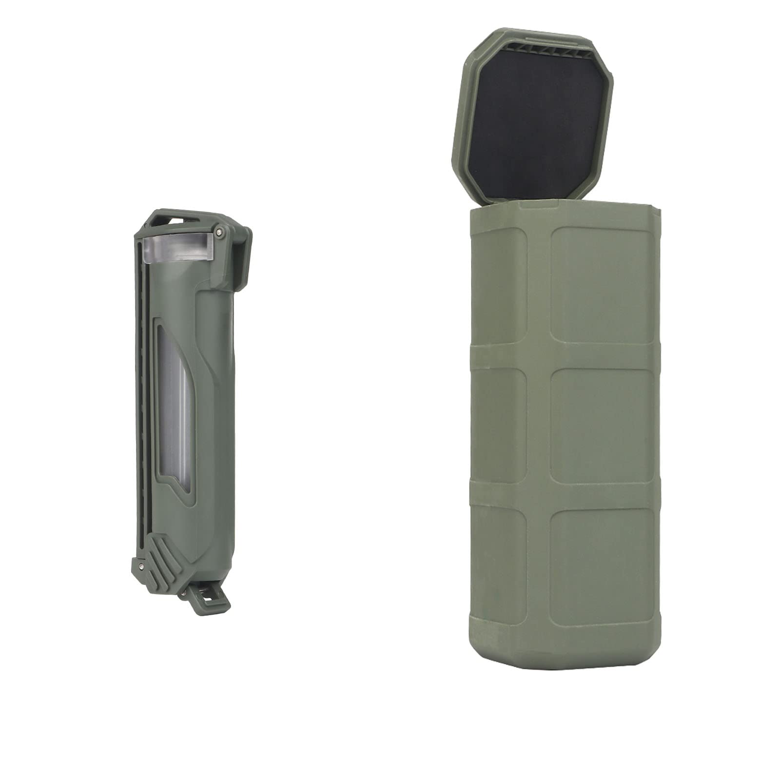 Hdlsina Battery Storage Case and Tactical Gear Case Hard Tool Box Secure Storage for AA, AAA, CR126 Batteries, Survival Gear (OD)