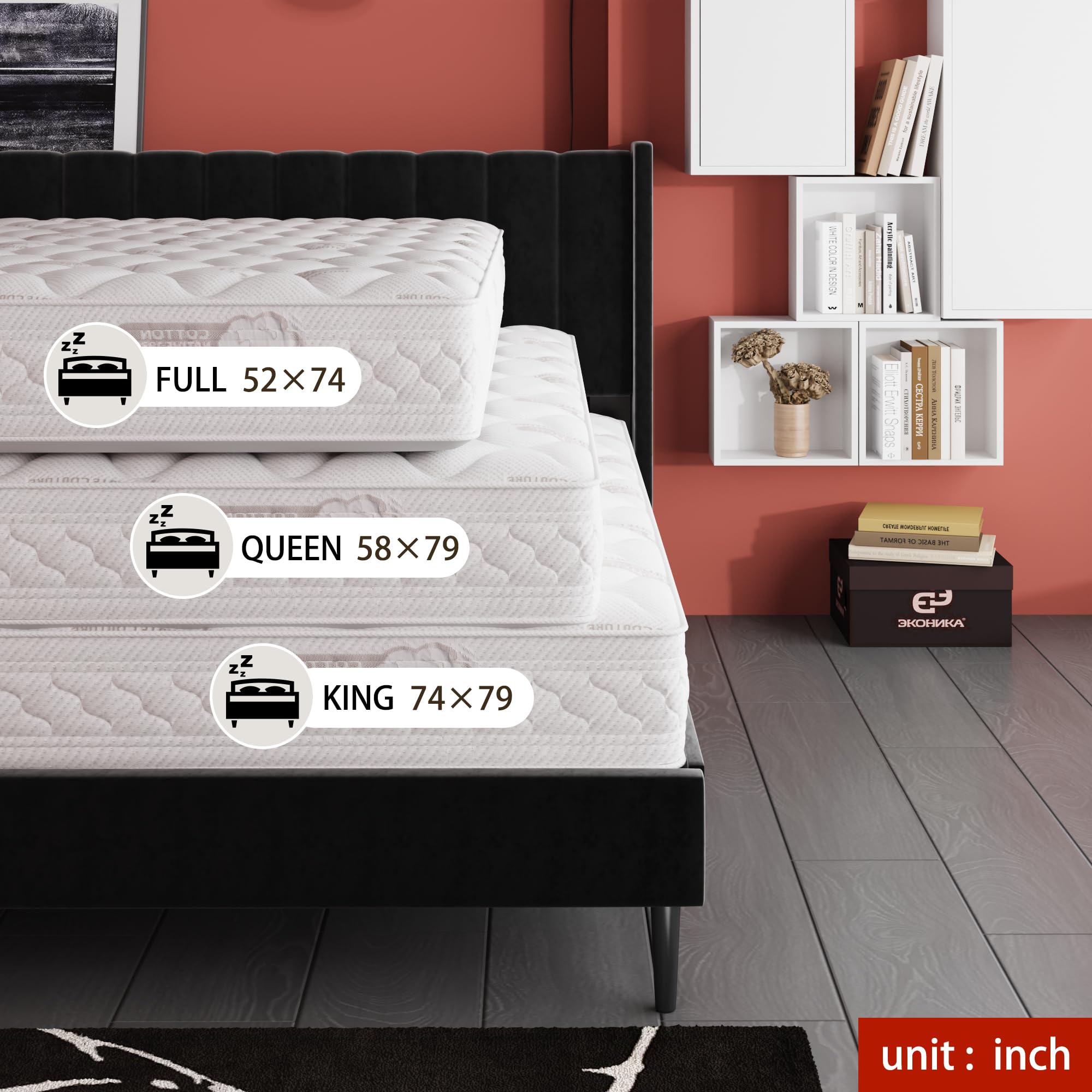 IOILORI Queen Bed Frame with Headboard, Vertical Channel Tufted, Heavy Duty Bed Frame Queen Size, No Box Spring Needed, Easy Assembly (Dark Black, Queen)