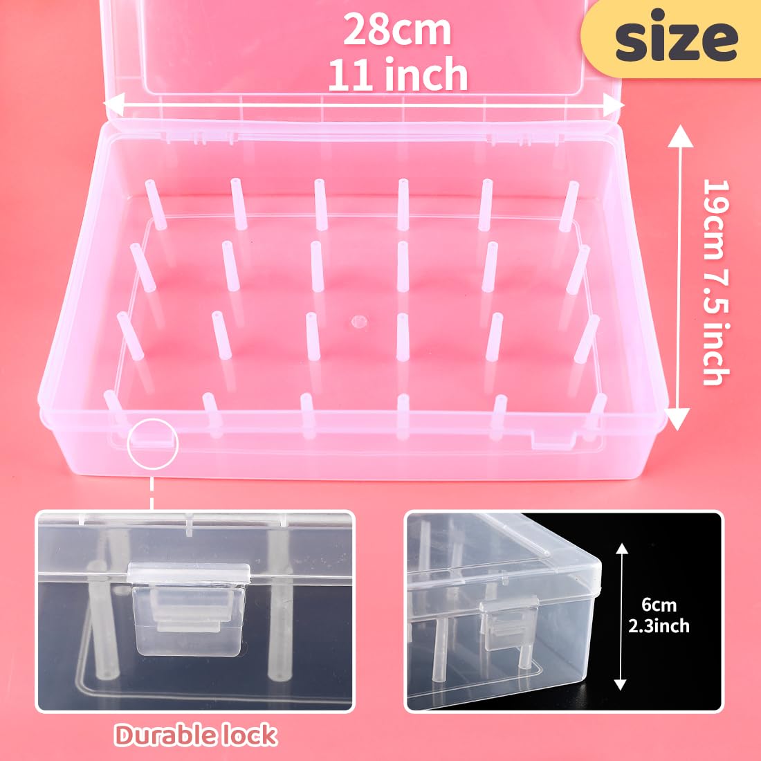 IOOLEEM 24 Slots Sewing Thread Storage Box for Medium Spools of Thread, Sewing storage, Organizer Container Storage Box.