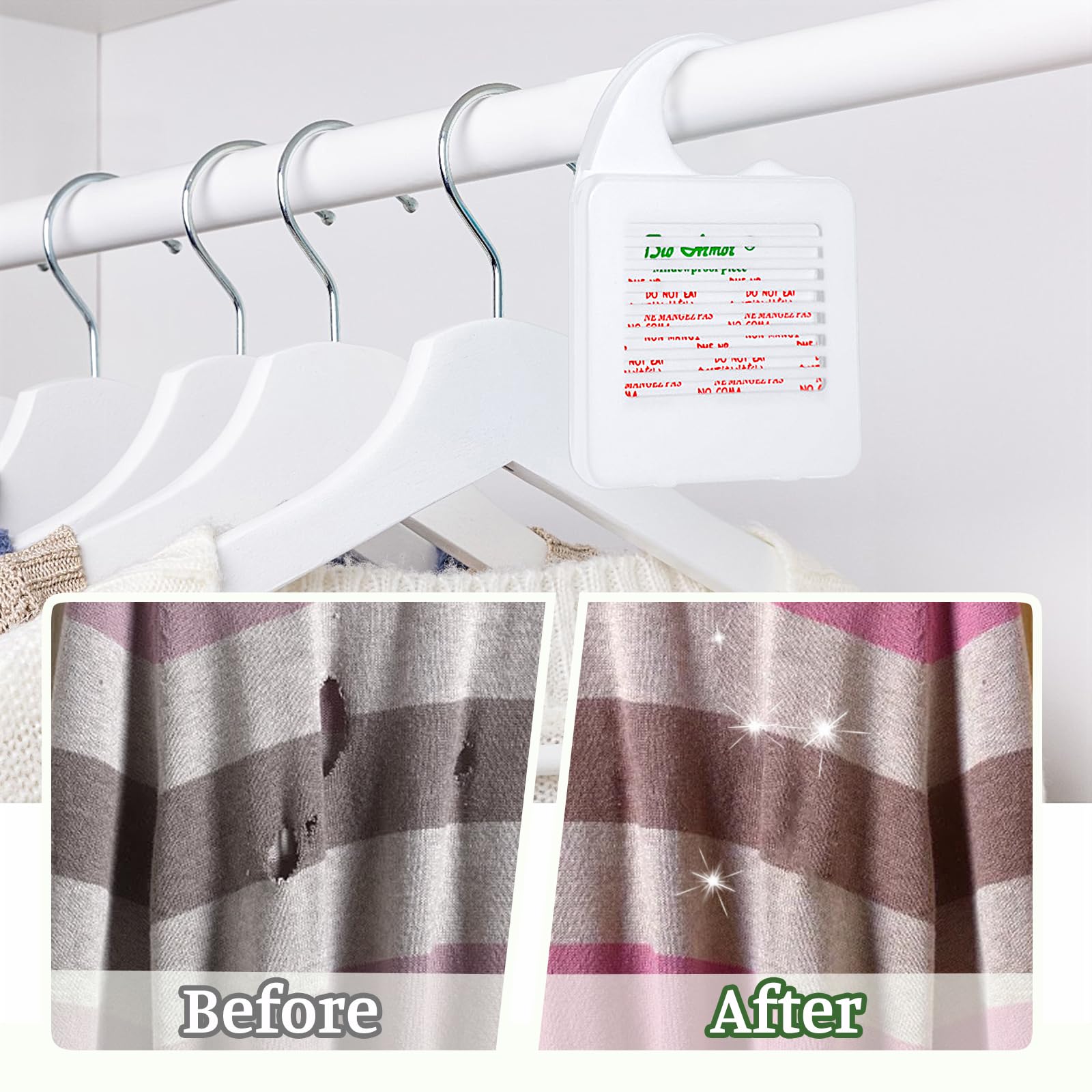 Generic Moth Bar for Closets, Moth Bars Hanging for Closet with Hooks (6 Count), Moth Closet Hanger for Drawers, Suitable for Closets and Drawers, White