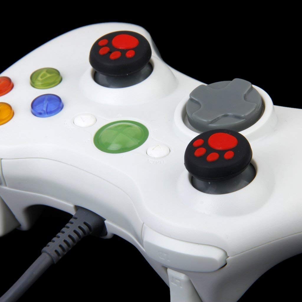 Silicone Thumb Stick Grip Cap Joystick Thumbsticks Caps Cover for PS4 PS3 Xbox One PS2 Xbox 360 Game Controllers (White Cat Dog Paw 4PCS)