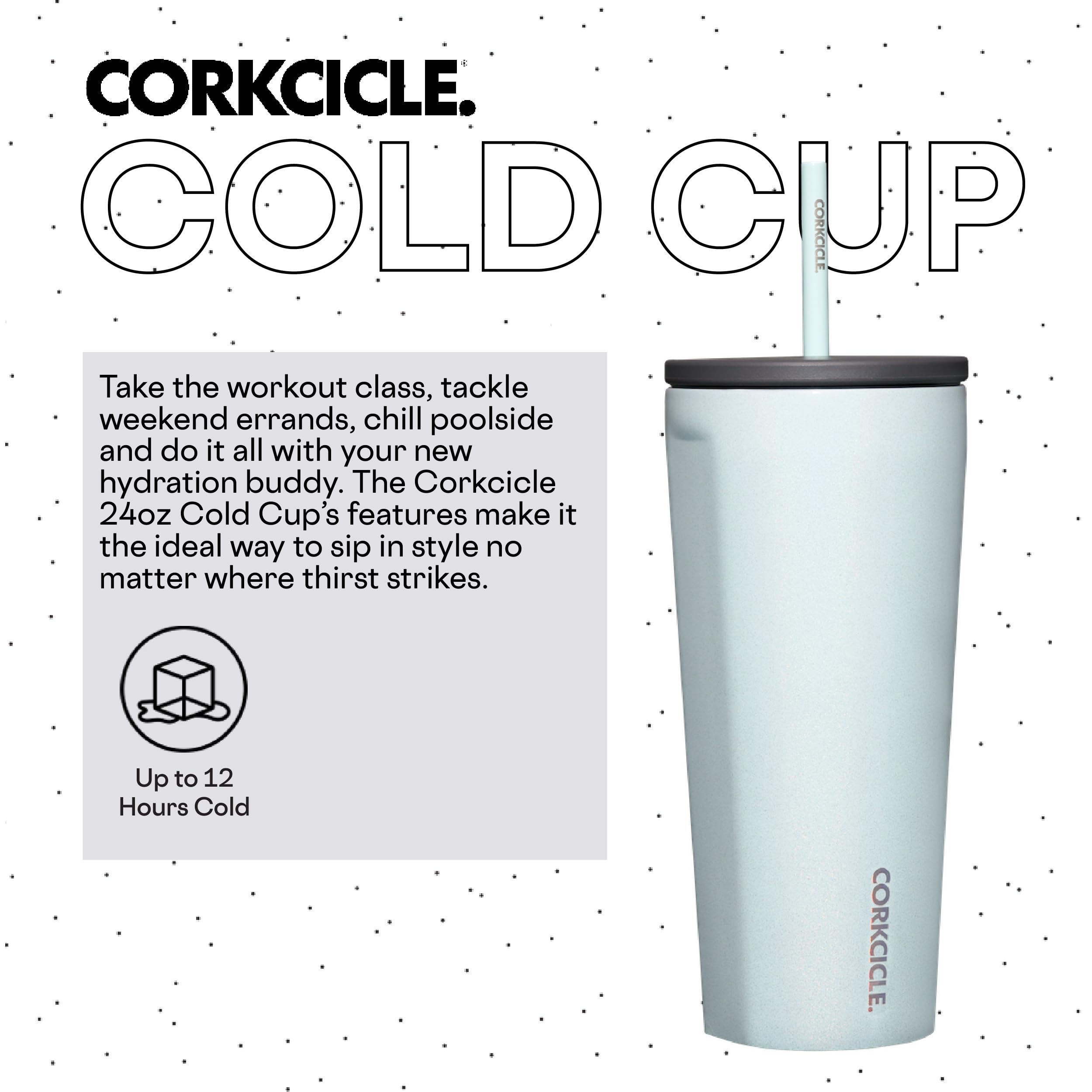 Corkcicle Cold Cup Insulated Tumbler with Lid and Straw, Ice Queen, 24 oz β Reusable Water Bottle Keeps Beverages Cold for 12hrs, Hot 5hrs β Cupholder Friendly Tumbler, Lid for Flexible Sipping