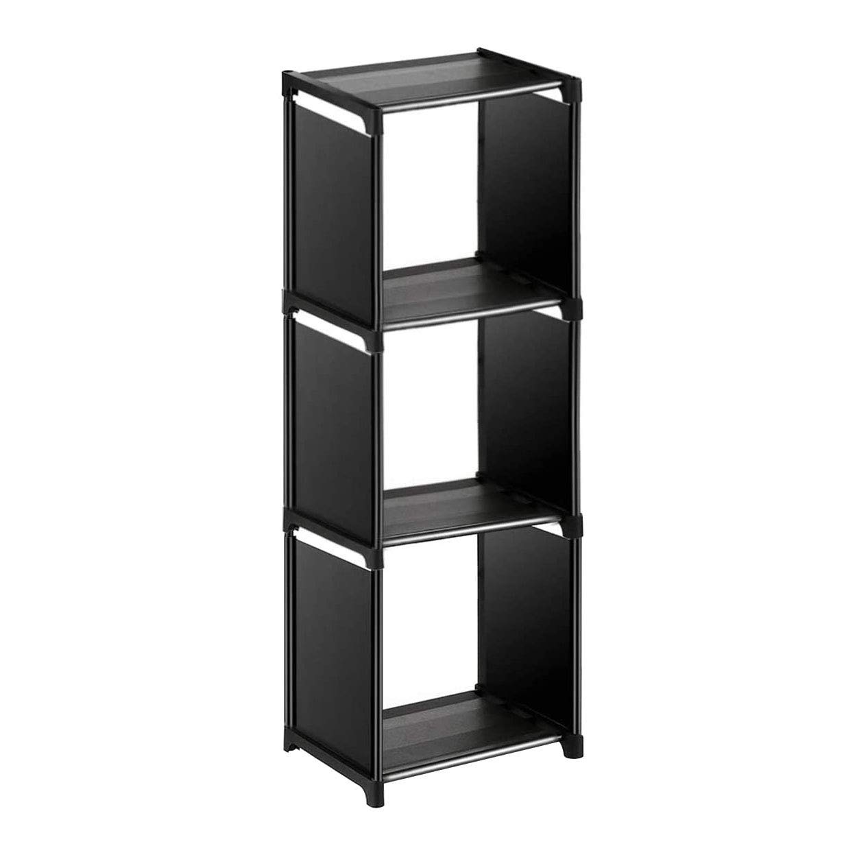 Wishwill Cube Storage Organizer, 3 Cube Storage Organizer Shelf,DIY Storage Book Shelf Toy Shelf Modular Bookcase Closet Cabinet in Living Room,Children's Room, Bedroom(Black)