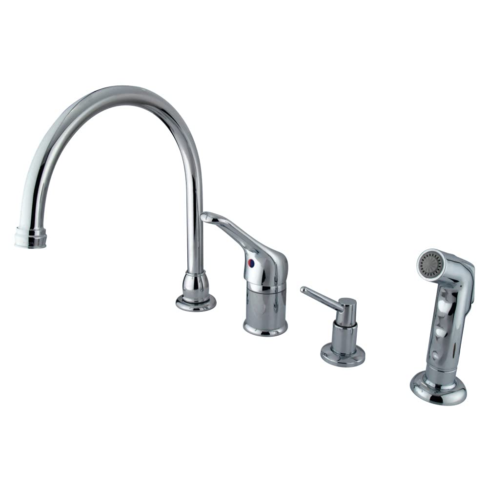 Kingston Brass KB811K1 Wyndham Single-Handle Widespread Kitchen Faucet Combo, 9", Polished Chrome