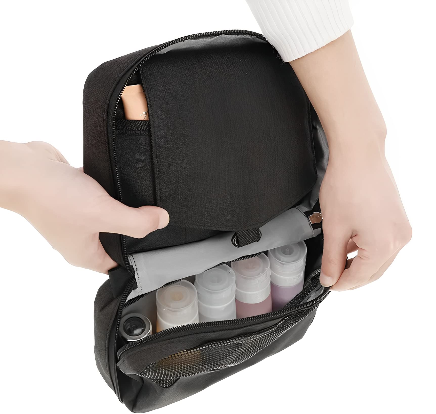 Harold Verrano Hanging Travel bathroom Toiletry Bag, Portable Makeup and bathroom accessories bag, Bathroom and Shower Organizer, Waterproof Durable-Sided Material