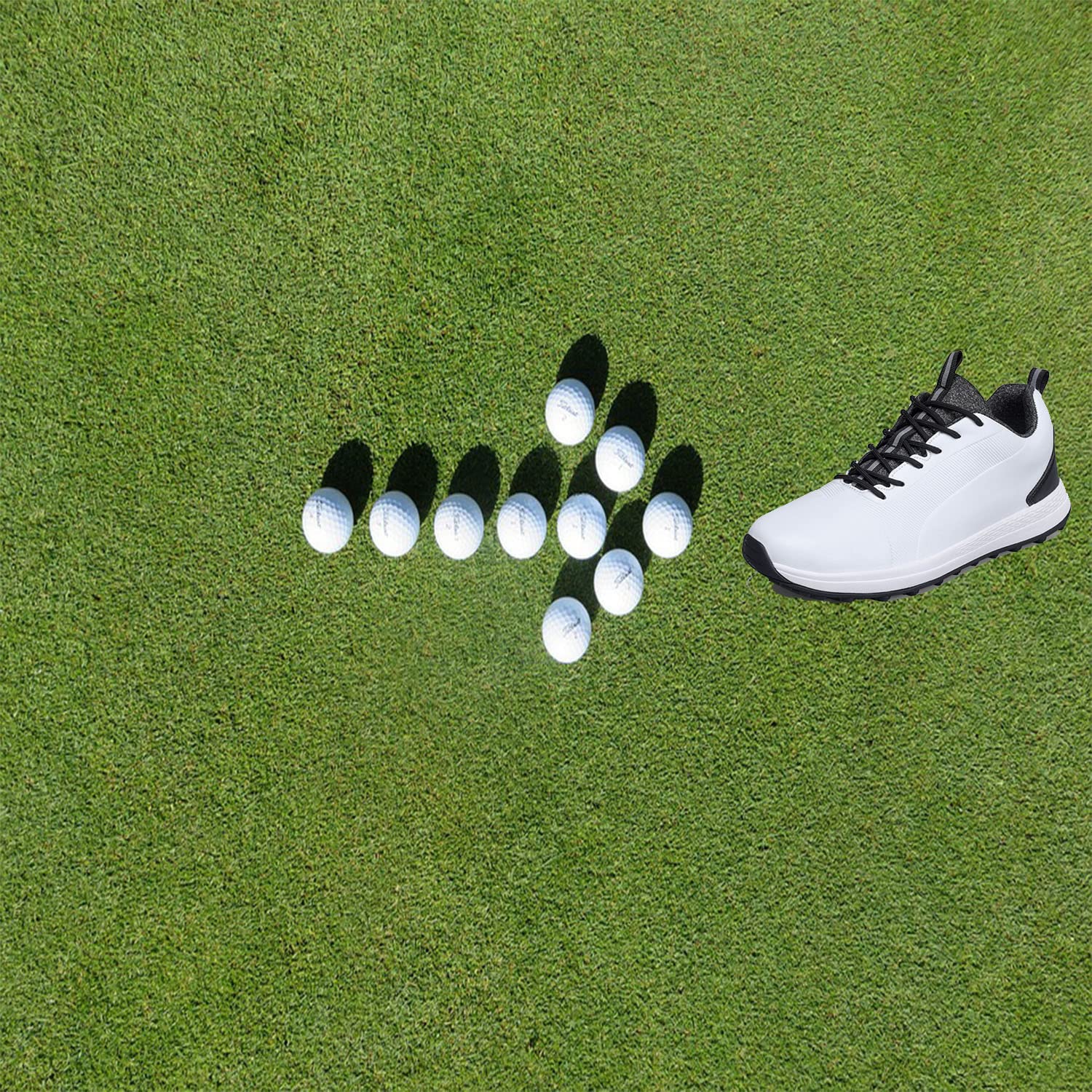 DREAMEAGLE Waterproof Golf Shoes Mens | Spikeless Golf Shoes for Men | Utralight Comfort professinal Footwear | Size 7-13 White Blue