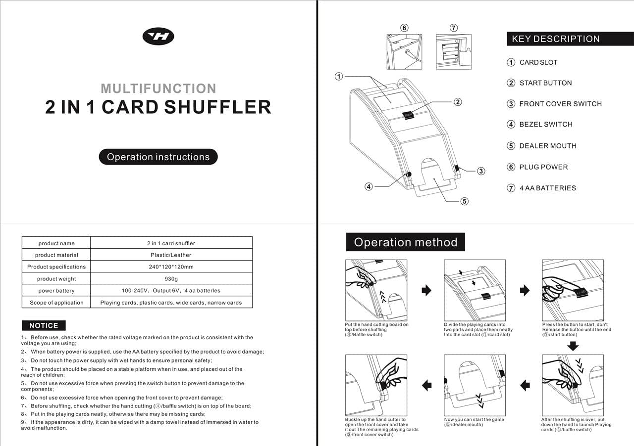 HaroldDol Card Shuffler 2 Deck Automatic Card Dealer Machine Playing Card Dispenser for Bridge Cards, Paper Cards, and Plastic Cards