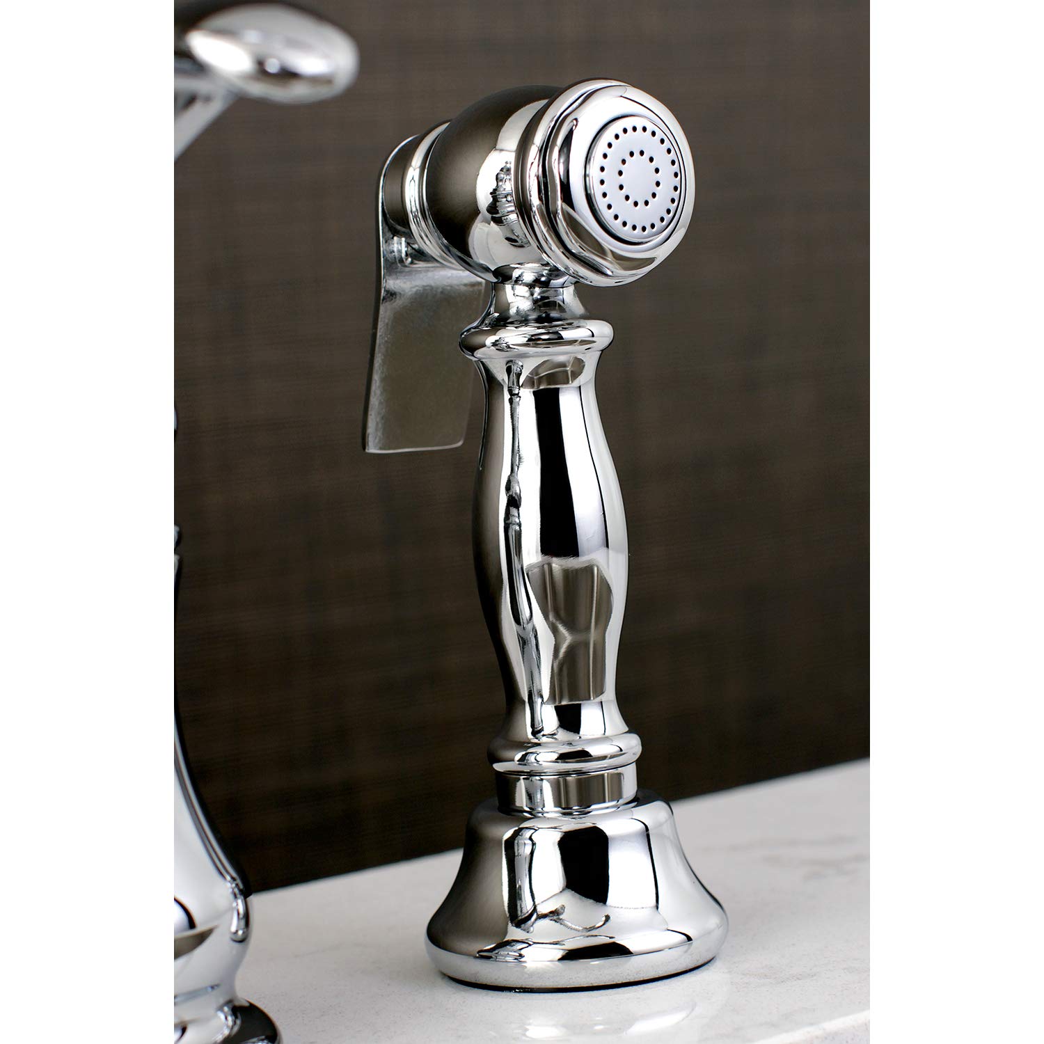 Kingston Brass KS7801TPLBS Templeton Widespread Kitchen Faucet with Brass Sprayer, Polished Chrome