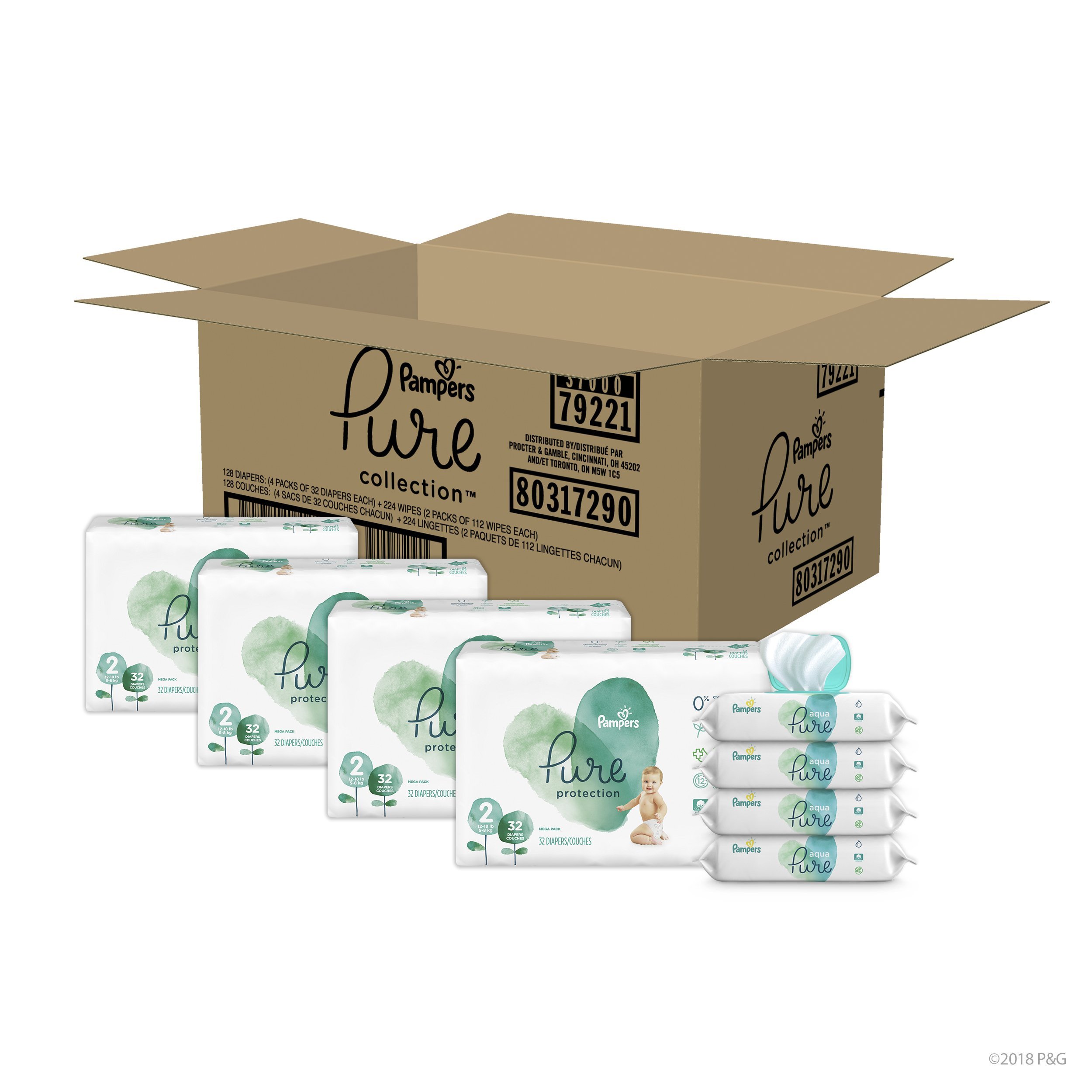 Diapers Newborn/Size 1 (8-14 lb), 108 Count - Pampers Pure Protection Disposable Baby Diapers, Hypoallergenic and Unscented Protection, Giant Pack (Old Version)