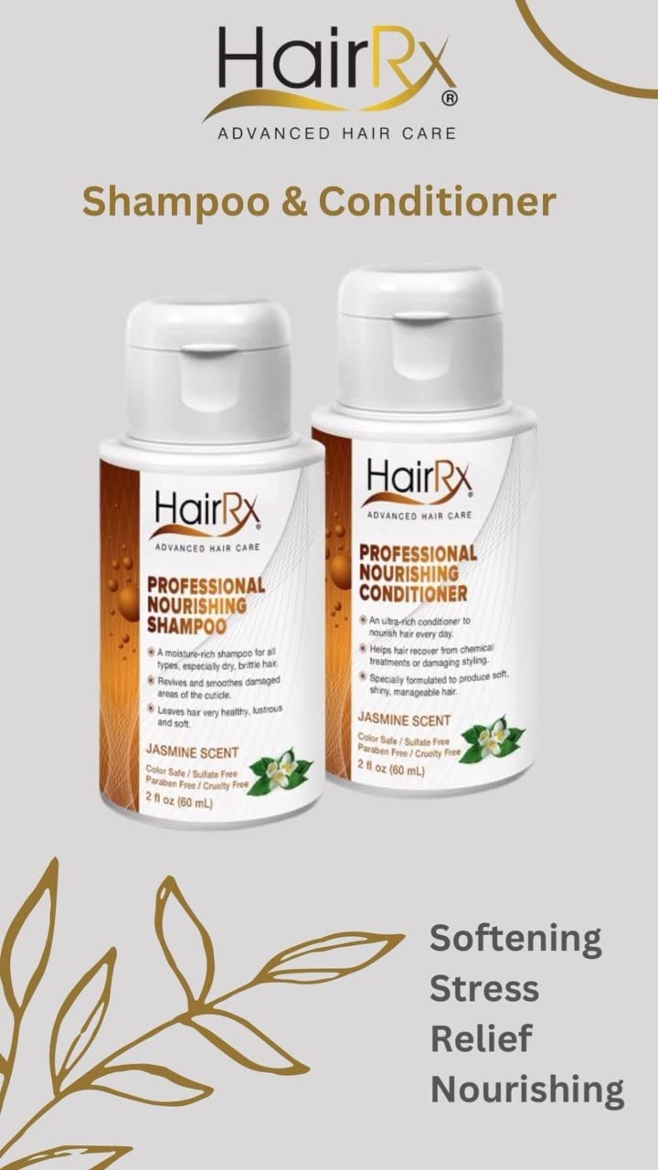 HairRx Professional Shampoo & Conditioner with Pump, Luxurious Lather, Shine-Restoring, Lavender, 2 Ounce, (Pack of 6), 10