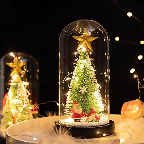 GODKS 玻璃罩摆件圣诞节礼品 LED灯发光圣诞树装饰灯 TreetopStar-Signage-SantaClaus