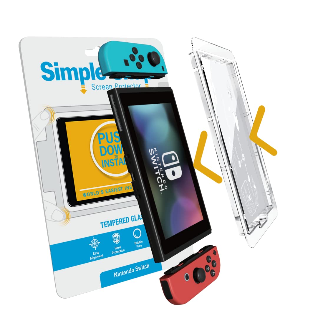Simple Snap Tempered Glass Screen Protector Compatible with Nintendo Switch â Invisible Premium Protection that is Fingerprint Free, Bubble Free and Anti Scratch â Easy Screen Applicator