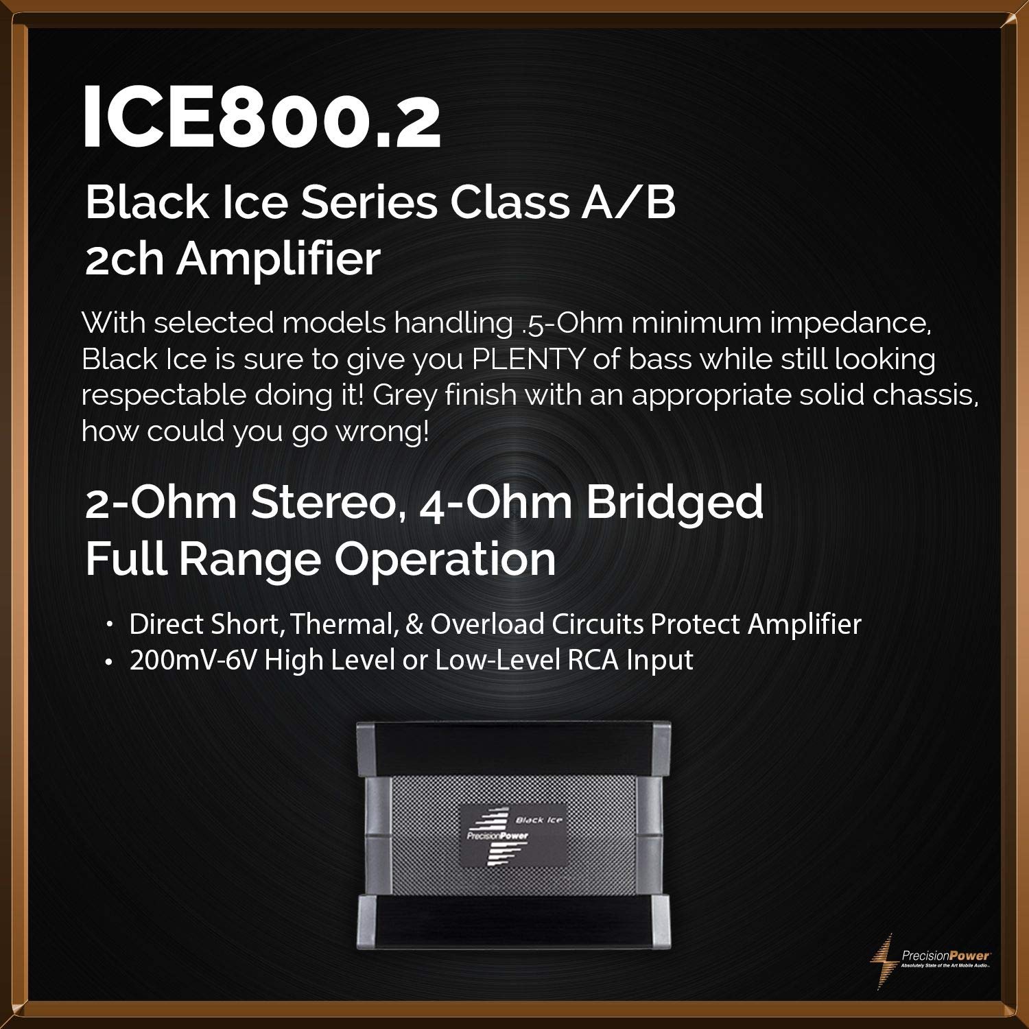 Precision Power ICE800.2 Black Ice Series 800W Class A/B 2Ch Amplifier