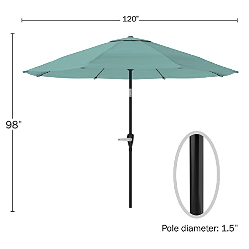 Pure Garden Patio Umbrella with Auto Tilt β 10 Ft Easy Crank Outdoor Table Umbrella Shade for Deck, Balcony, Porch, Backyard or Pool (Dusty Green)