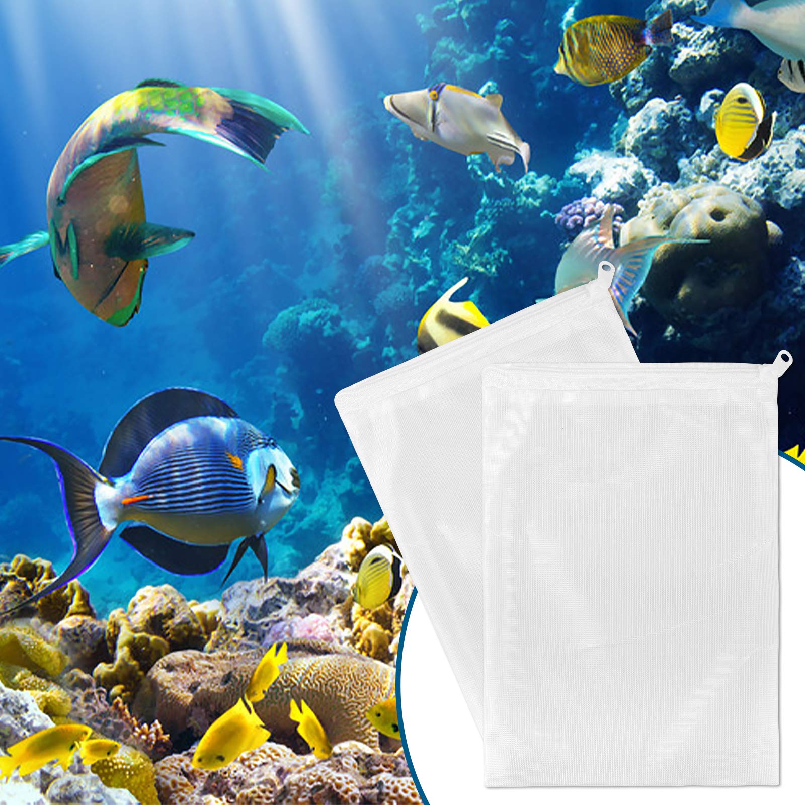 MyfatBOSS Aquarium Filter Media Bags - Extra Fine - 10 PCS Fine Mesh Reusable Nylon Net Filter Bags with Plastic Zipper for Extra Fine Resins Filter, 7.9 x 5.5 Inch
