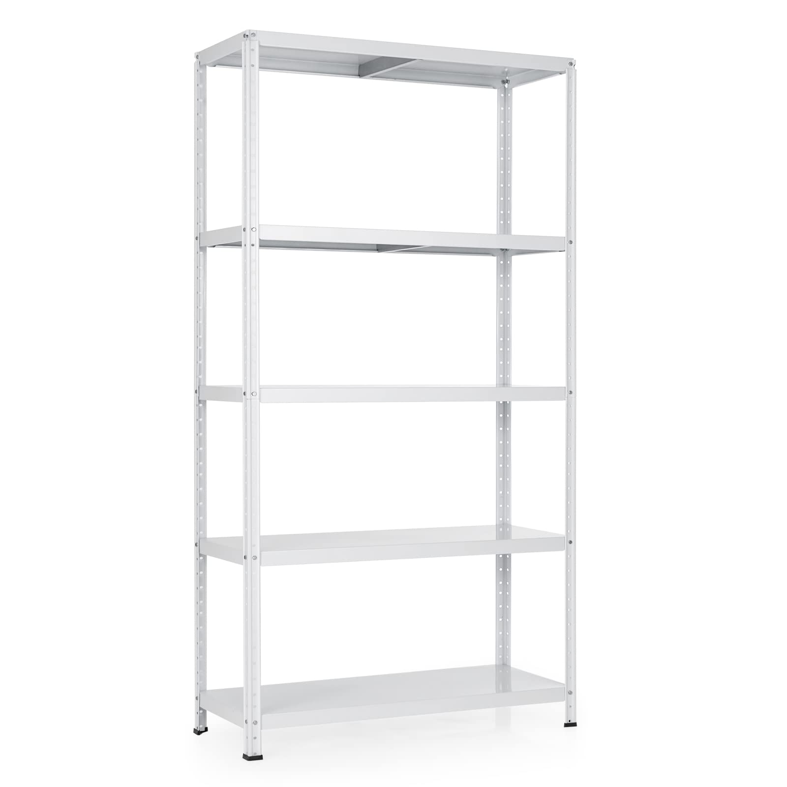 GOFLAME 5-Tier Metal Storage Shelves, Adjustable Garage Storage Shelving Unit, Heavy Duty Galvanized Utility Shelf Rack for Home, Warehouse, Garage, Workshop, 39" x 16" x 74", White, 1 Pack