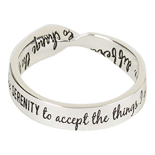 Dicksons Courge Wisdom Serenity Prayer Women's Silver-Plated Wide Mobius Ring, Size 7