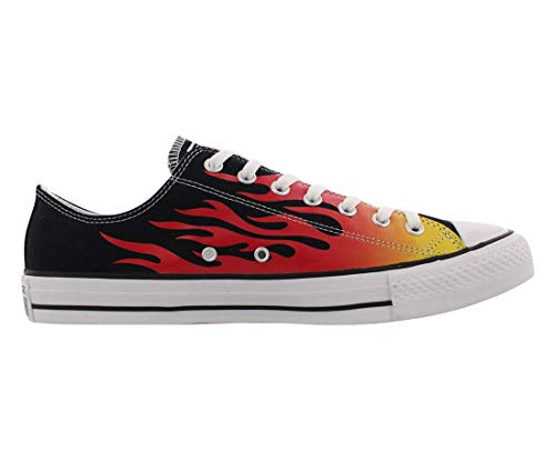 Converse Chuck Taylor All Star Low Flames shoe, Black/Enamel Red-fresh Yellow, 11 Women/9 Men