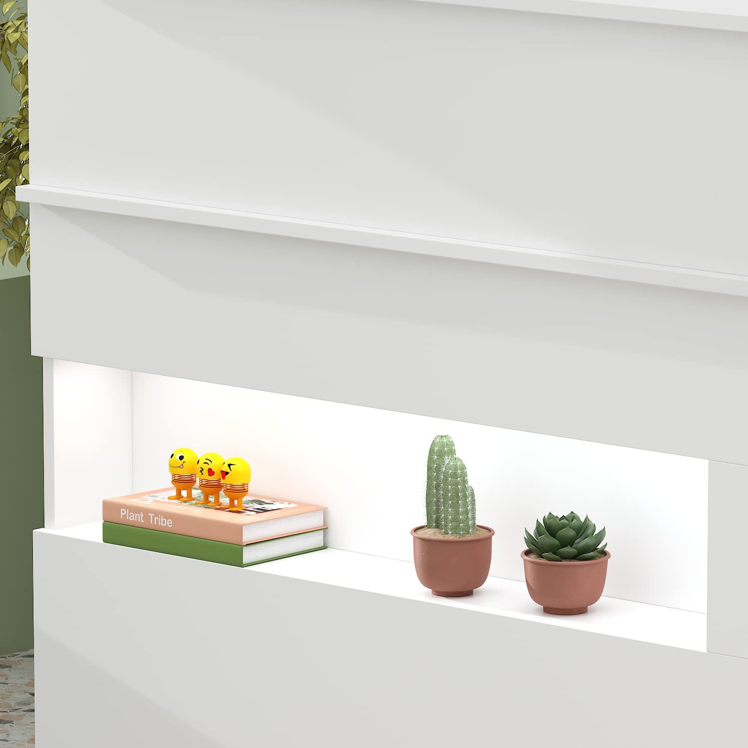 ECACAD Reception Desk with Light, Display Shelf & Lockable Drawers, Office Desk Reception Counter Table with Keyboard Tray and Door, White (47.2”W x 19.7”D x 39.2”H)