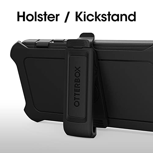 OtterBox iPhone 14 & iPhone 13 Defender Series Case - BLACK , rugged & durable, with port protection, includes holster clip kickstand