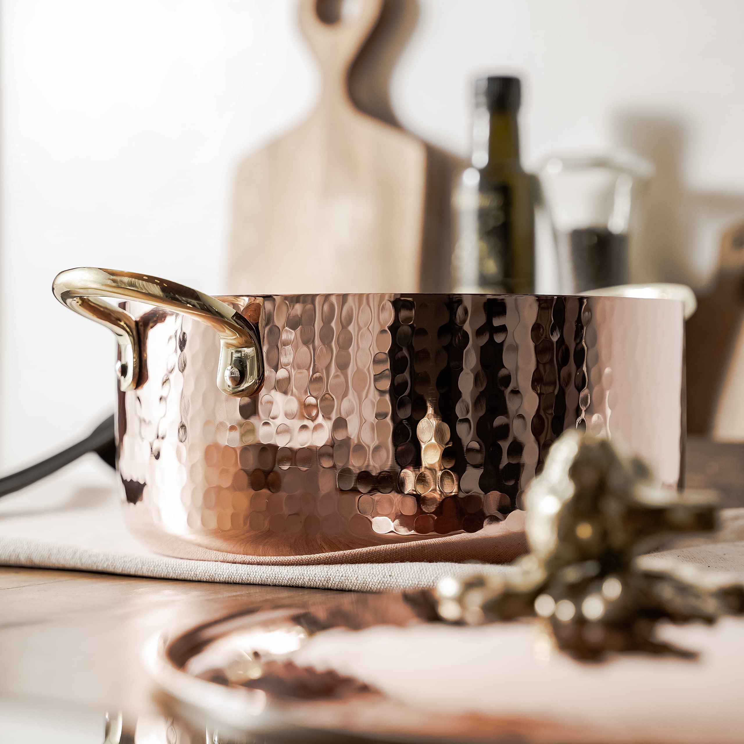 Hakart Handmade Copper Pot 7.87 inch (20 cm), 95 oz (2.8 L) Pure Copper Tin Lined Cooking Pot, Copper Vintage Cooking pot, Modern Copper Cookware, Handcrafted Copper Pot