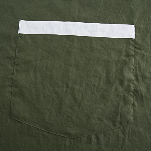 GyiHoong 100% Linen Door Hanging Laundry Hamper Bag, 20x27 Inch Hanging Laundry Bag with Front Pocket, Space Saving Over the Door Laundry Hamper(Green)