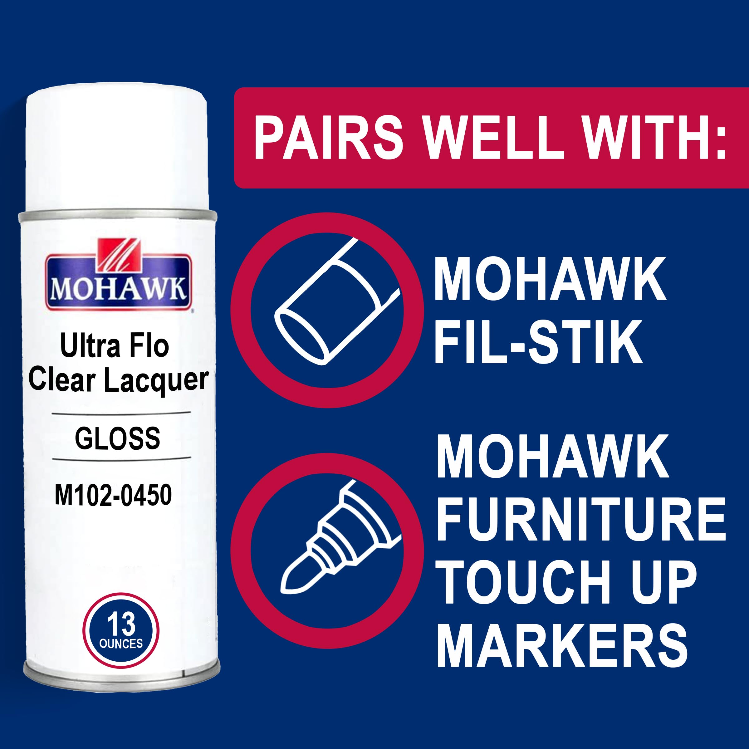 Mohawk Finishing Products Ultra-Flo Clear Lacquer, Clear Gloss Finish, M102-0450, 13 oz