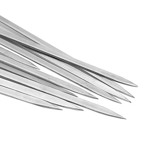 HAKSEN 16 inch Kabob Skewers with Wood Handle for BBQ Camping Cookware Campfire Grilling Cooking, Stainless Steel, 10PCS
