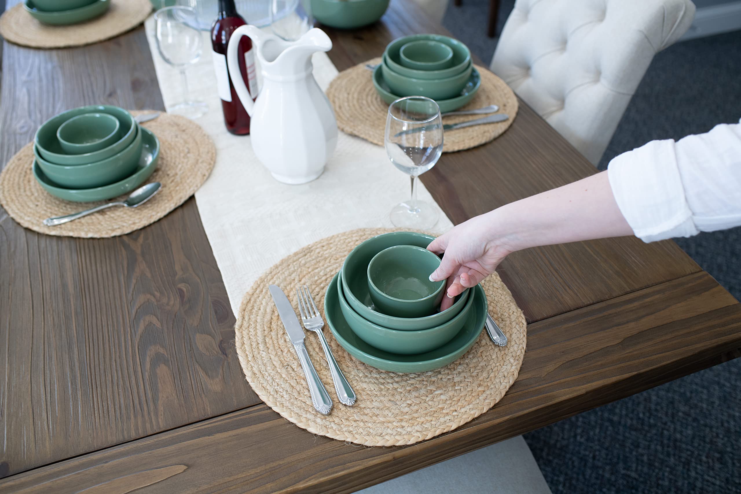 Elanze Designs Bistro Glossy Ceramic 4 inch Cute and Small Dessert Bowls Set of 4 - Perfect for Everyday uses from Snacks, Ice Cream, Candy and Treats, Sage Green