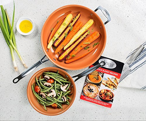 Gotham Steel Ultimate Piece All in One Chef’s Kitchen Copper Coating – Includes Skillets, Stock Pots, Deep Square Pan with Fry Basket, 15 Pc Set