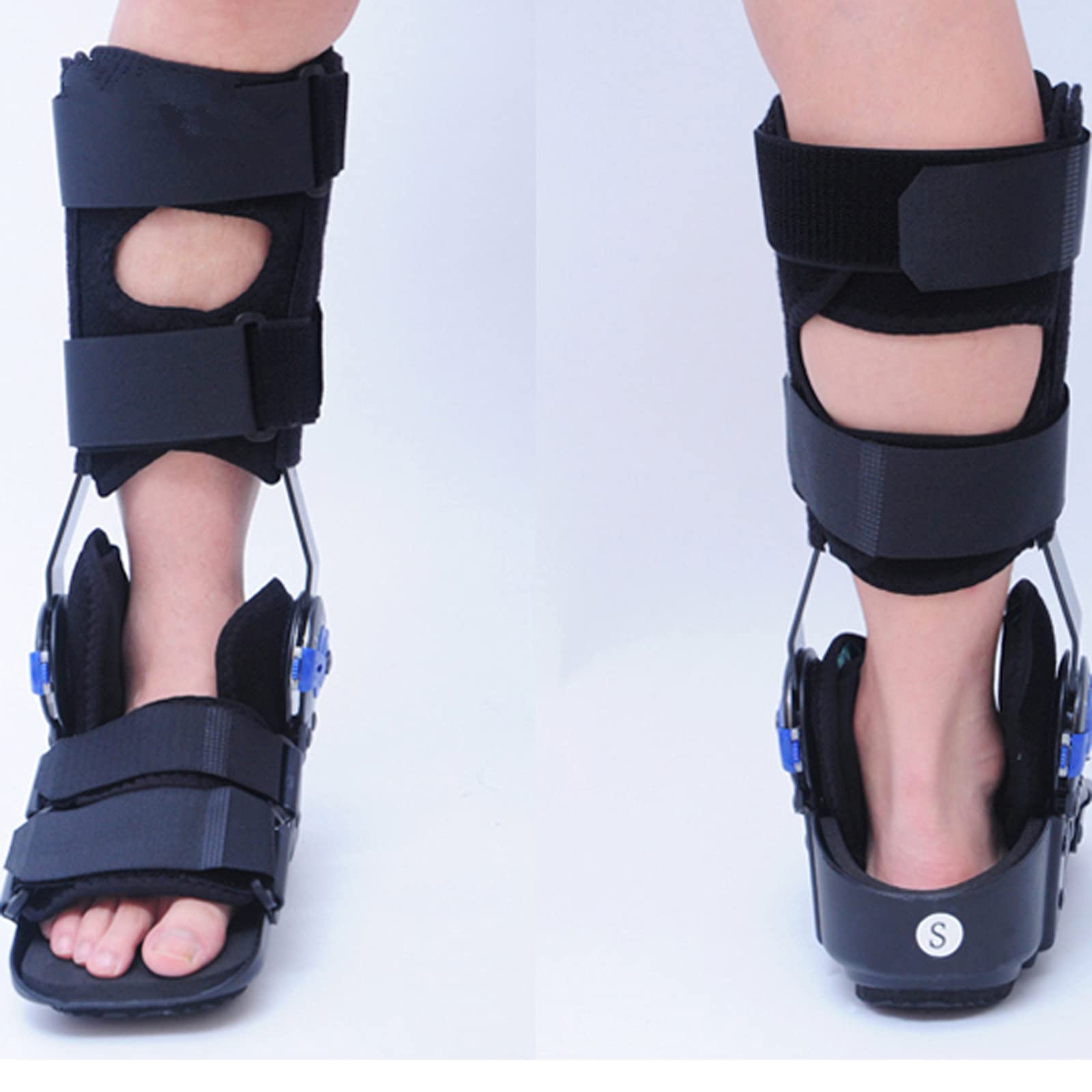DXDUI Foot Orthosis Boots Fracture Ankle Foot Stabilizer Brace Fixed Leg Fracture Lower Limb Paralysis for Knee Ankle Foot Injuries and Ankle Sprain,S