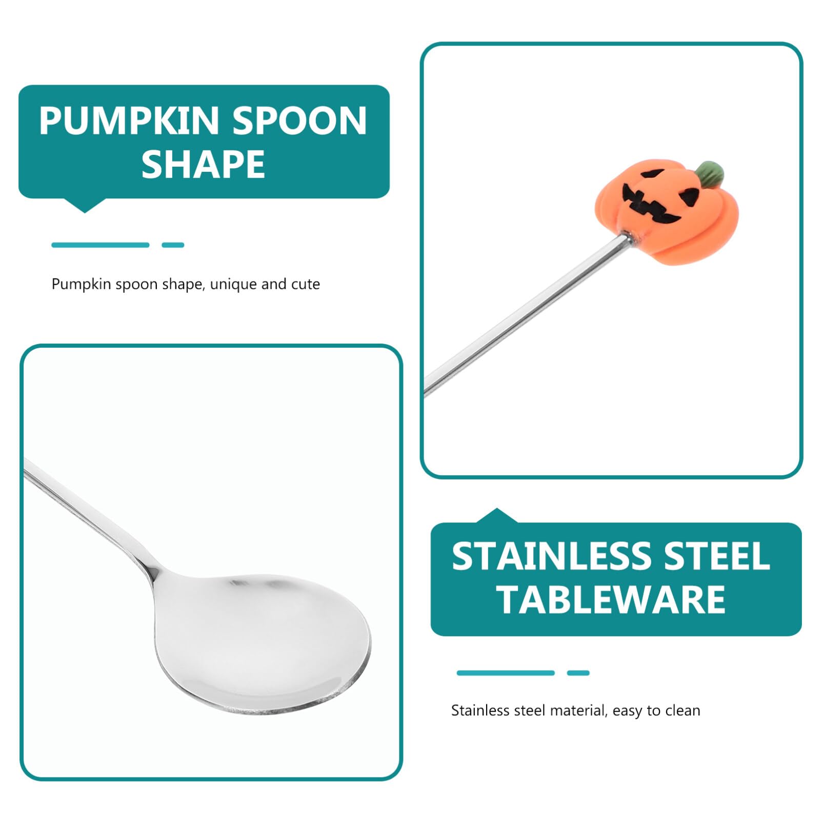 Kichvoe Small Pumpkin Shaped Spoon 4.9Inch Sugar Spoon Dessert Tea Coffee Stirring Spoon Tasting Spoon Halloween Home Decoration for Espresso Tea Coffee-6PCS
