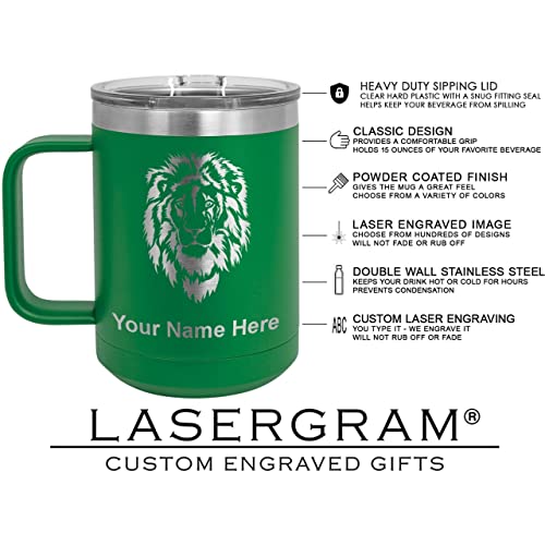 LaserGram 15oz Vacuum Insulated Coffee Mug, Radiology, Personalized Engraving Included (Green)