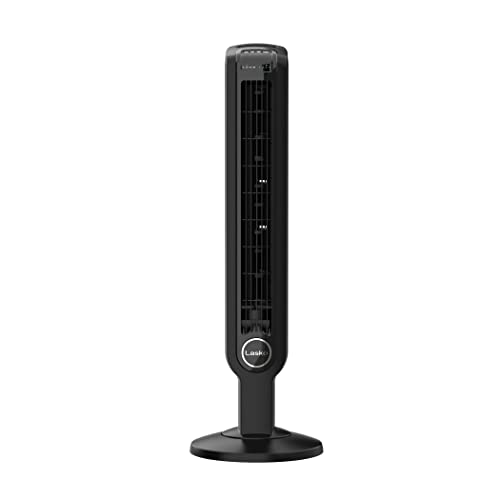 Lasko Oscillating Tower Fan, Remote Control, Timer, Dark Mode, 4 Speeds, for Bedroom, Living Room, and Office, 36β, Black, T36511, Large