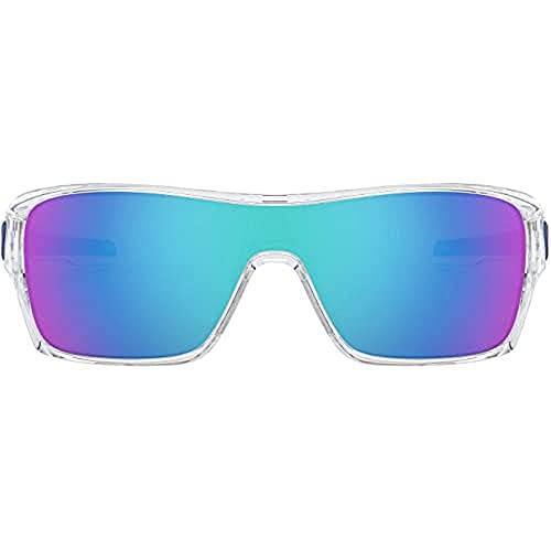 Oakley Men's OO9307 Turbine Rotor Rectangular Sunglasses, Polished Clear/Sapphire Iridium, 32 mm