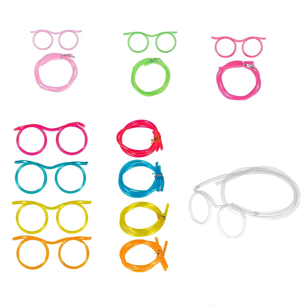 Flexible Soft Silly Straws, 8PCS Drinking Straw Eye Glasses, Silly Straw Glasses drinking Tube for Kids Party, Birthday, Fun Party