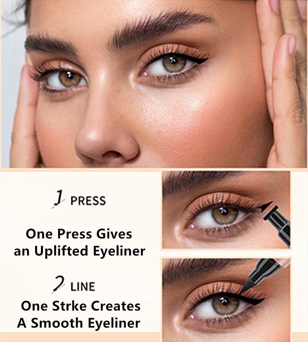 Go Ho Liquid Star Eyeliner Stamp,Black Bulk Stamp Eyeliner for Cat Eyes,Long lasting Super Slim Precise Felt Tip Liquid Eye Liner Tattoo Tools,1 PC