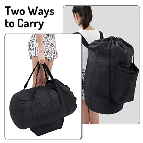 Laundry Bag Backpack for College, Large Laundry Bag with Detergent Holder and Adjustable Shoulder Straps, Durable Clothes Travel Laundry Backpack Hamper Bag Dorm Room Essentials (Black)