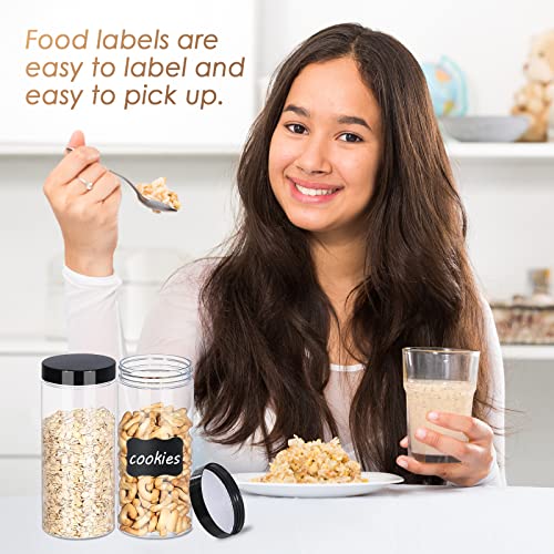 OUSHINAN Plastic Jars with Screw On Lids, Pen and Labels Refillable Empty Round Slime Cosmetics Containers for Storing Dry Food, Makeup, Slime, Honey Jam, Cream, Butter, Lotion⦠(18PCS 16OZ Black)